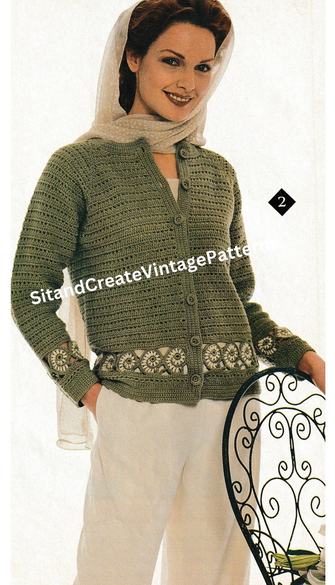 Vintage Crochet Shell Cardigan - Etsy