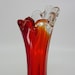 Vintage Red / Orange / Clear Glass Vase Oread? Japan? 1970s Organic ...