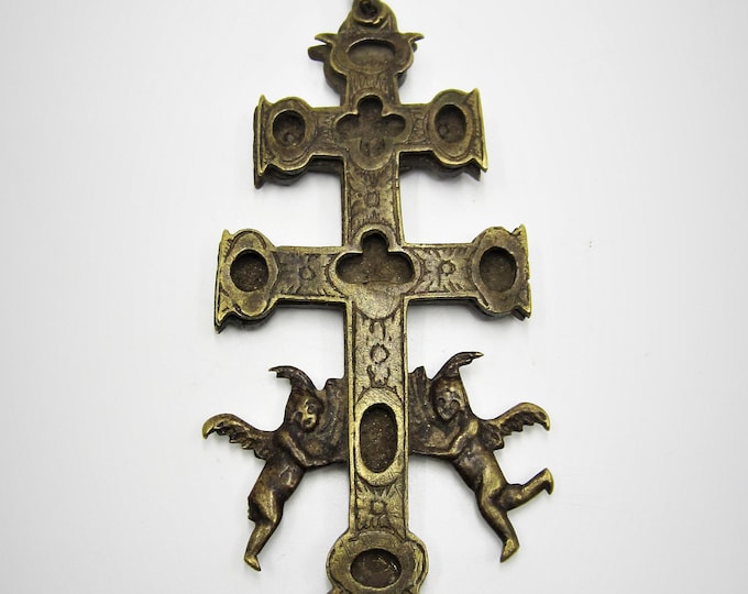 Antique Spanish Bronze Caravaca Cross With Two Angels 1800s or Older ...