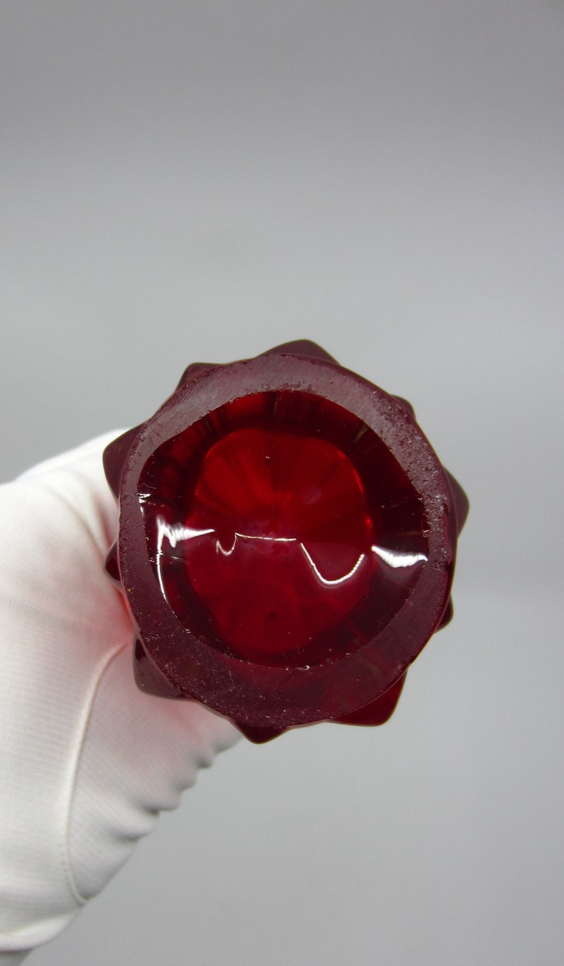 Vintage Red / Orange / Clear Glass Vase Oread? Japan? 1970s Organic ...