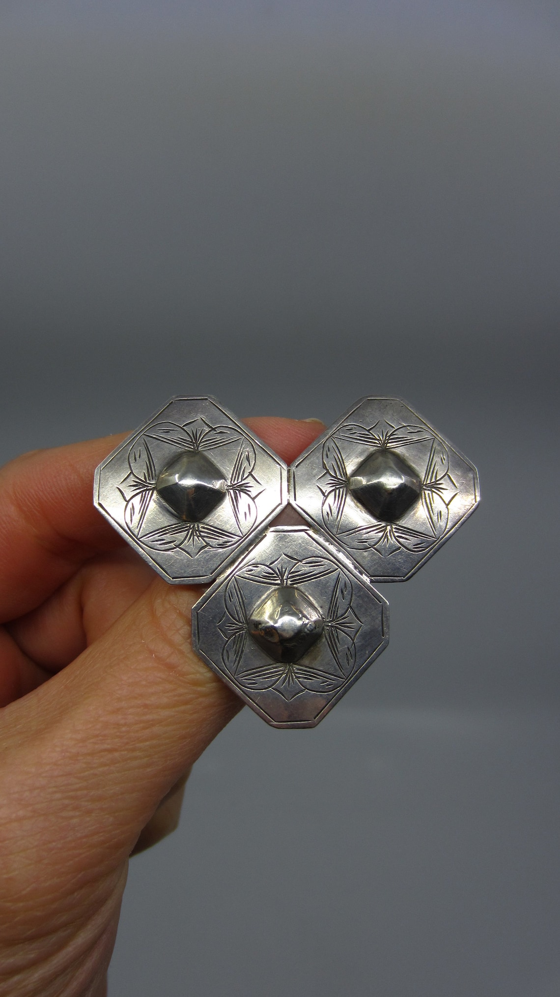 Antique Swedish Silver Folk Costume Brooch Made of Three Buttons Maker ...
