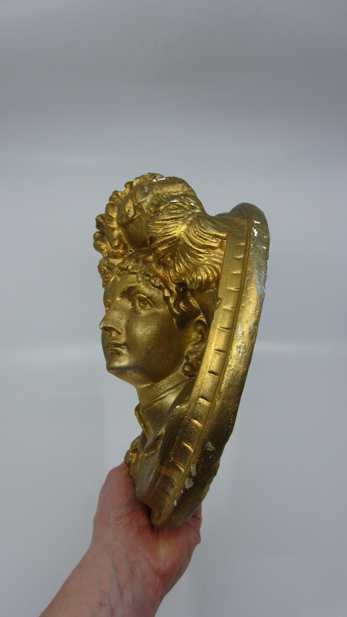 Lovely Vintage / Antique Oval Gilt Plaster Wall Plaque With a - Etsy