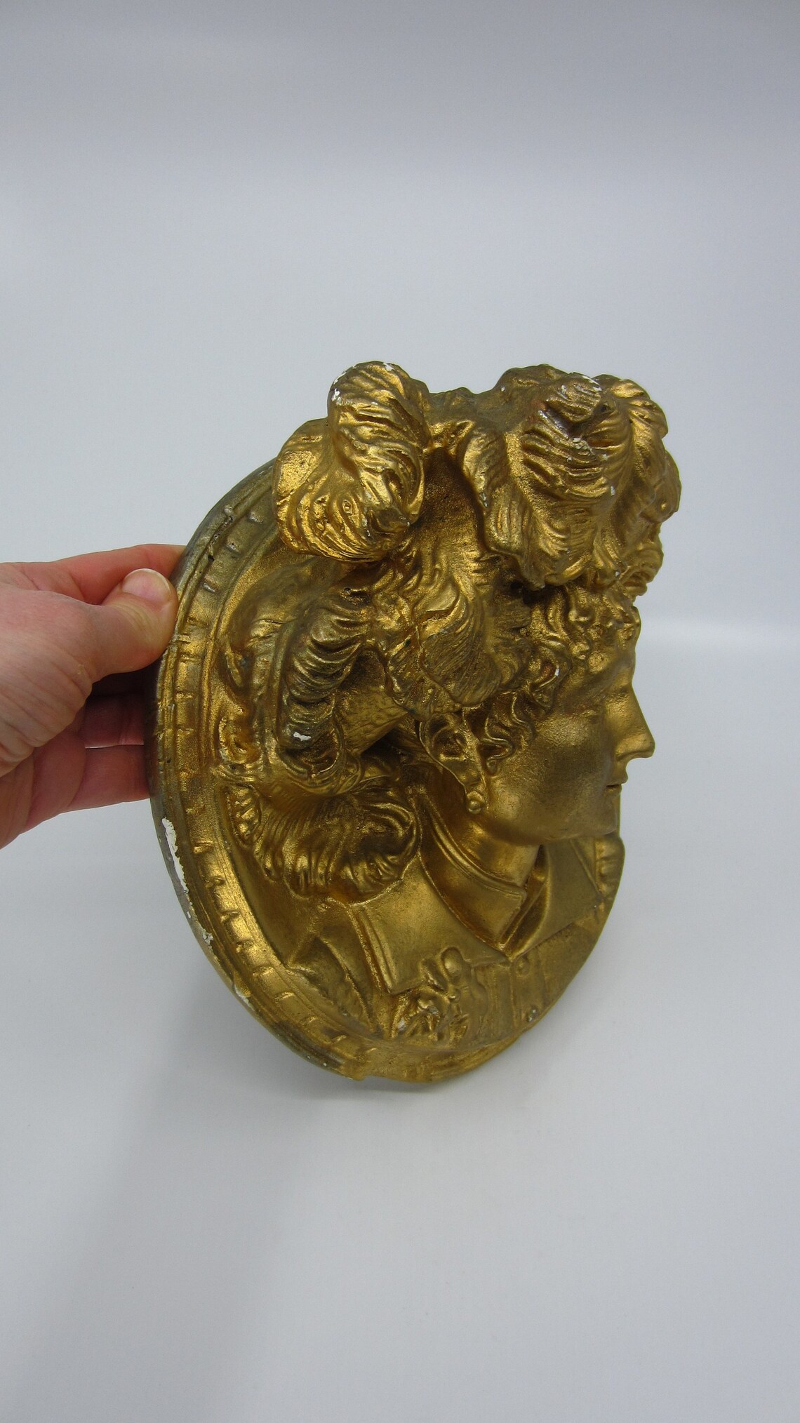 Lovely Vintage / Antique Oval Gilt Plaster Wall Plaque With a - Etsy
