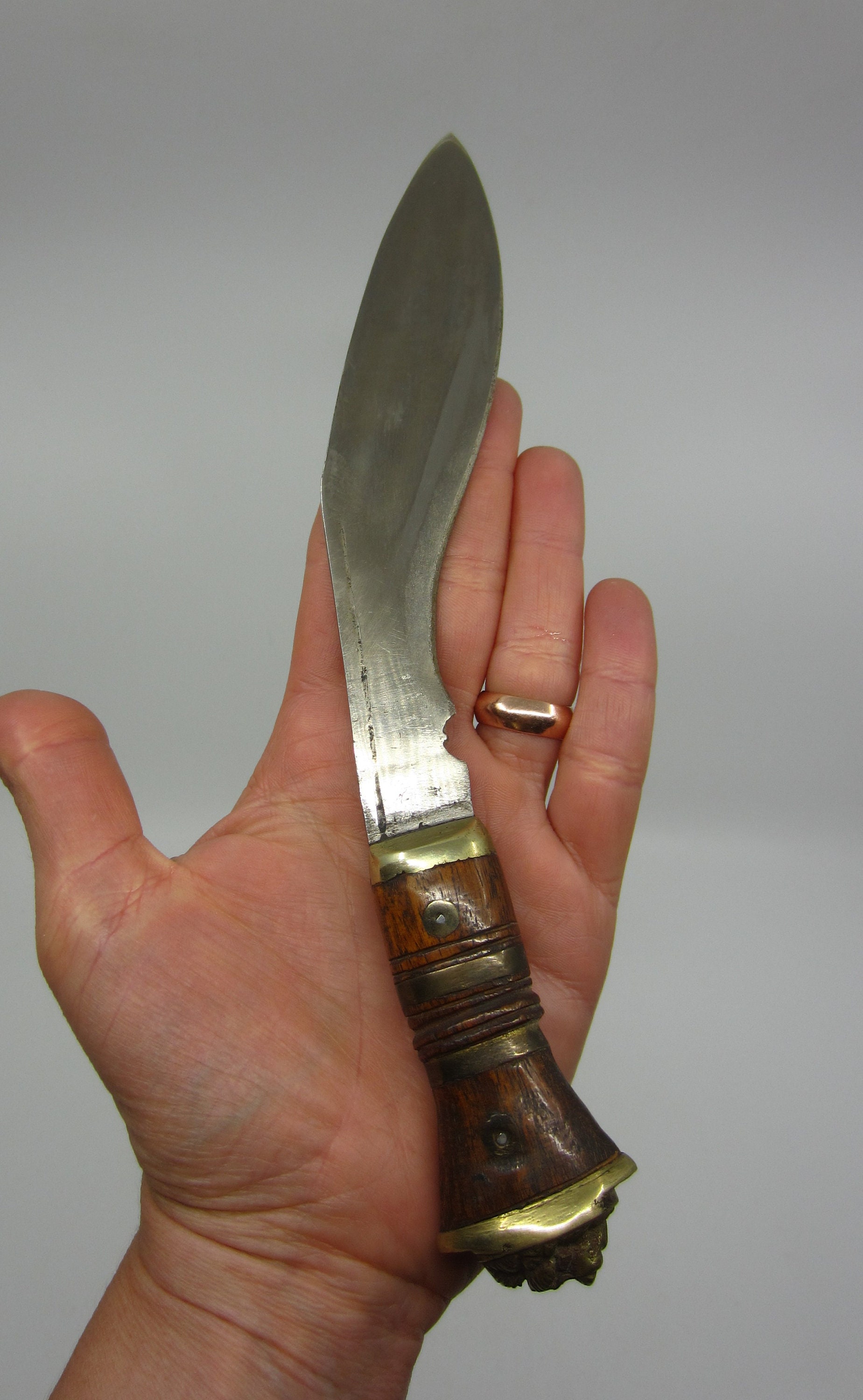 Vintage Nepalese Kukri Dagger in Leather Sheath W/ Two Small Knives ...
