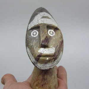 Vintage Morrocan Hand Carved Stone Head Sculpture Tribal Style Figurine ...