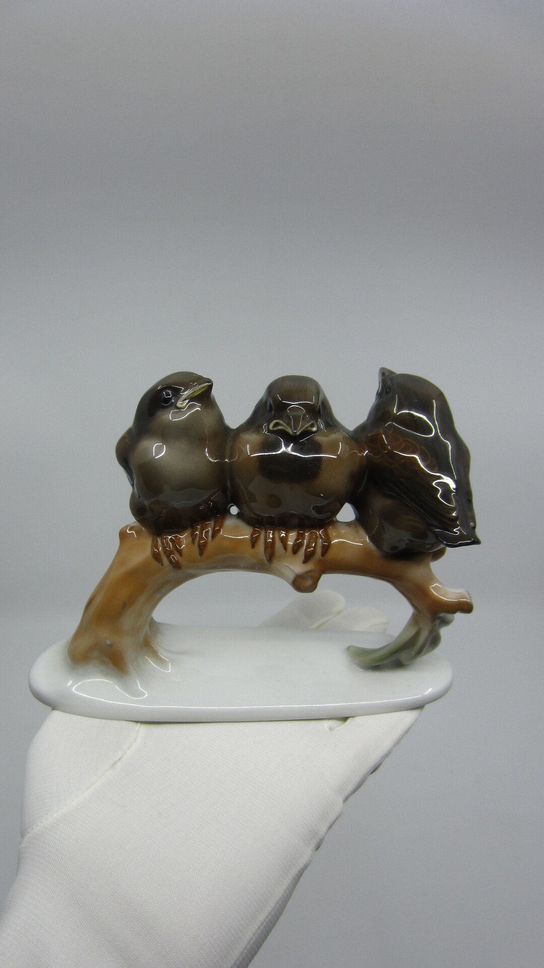 Vintage German Rosenthal Hand Painted Porcelain Figurine Three Sparrows ...