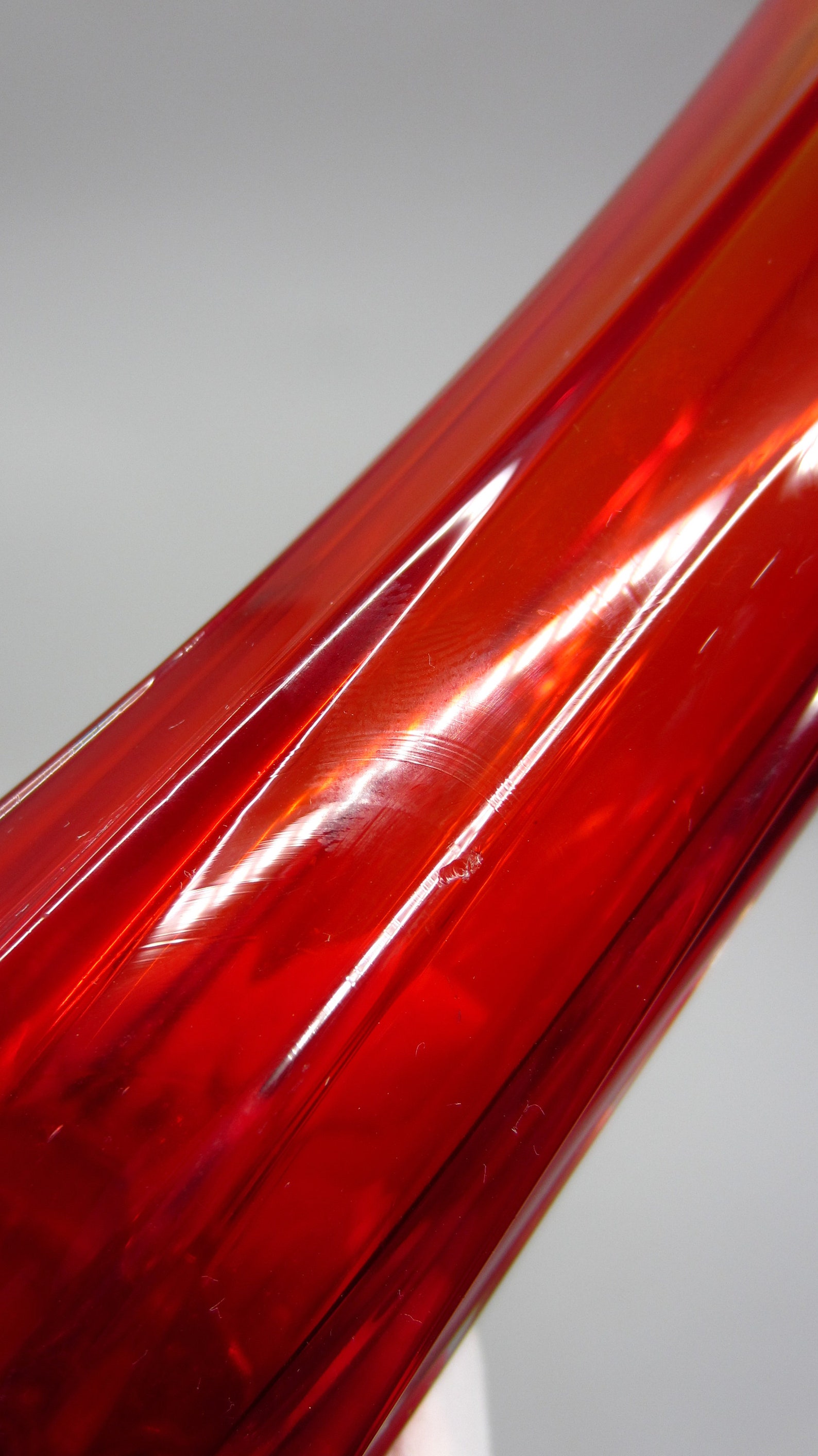 Vintage Red / Orange / Clear Glass Vase Oread? Japan? 1970s Organic ...
