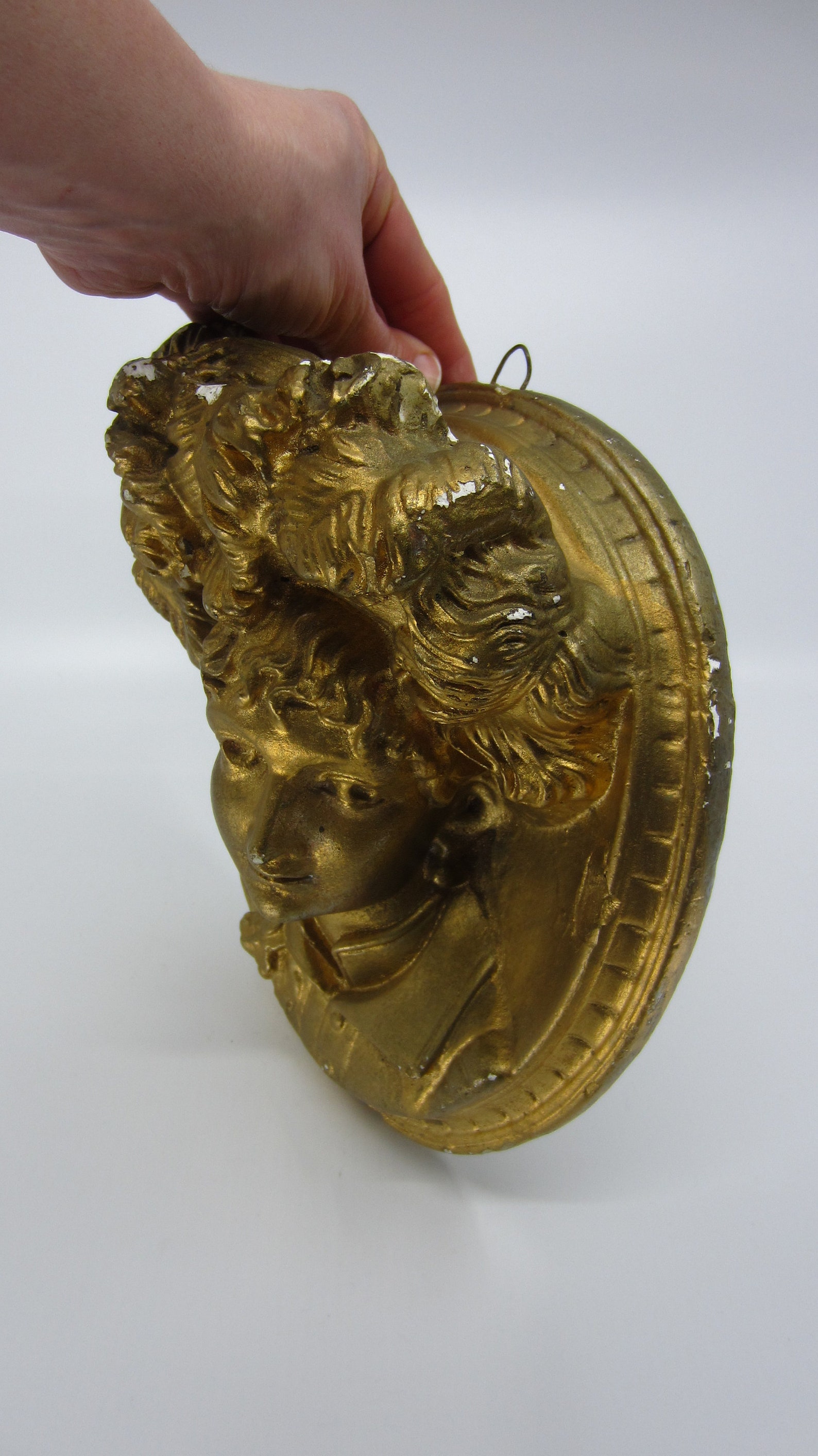 Lovely Vintage / Antique Oval Gilt Plaster Wall Plaque With a - Etsy