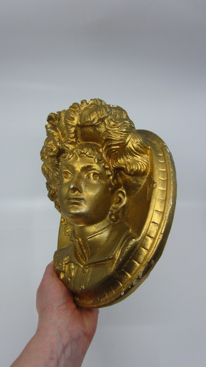 Lovely Vintage / Antique Oval Gilt Plaster Wall Plaque With a - Etsy