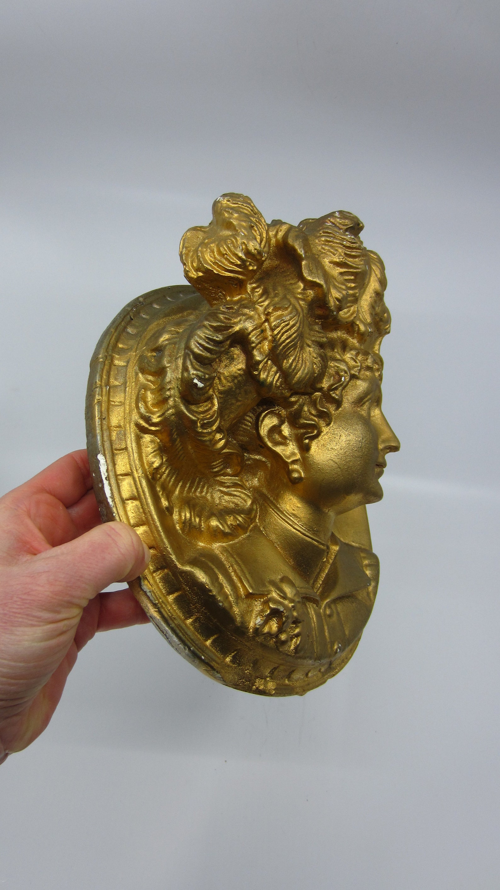 Lovely Vintage / Antique Oval Gilt Plaster Wall Plaque With a - Etsy