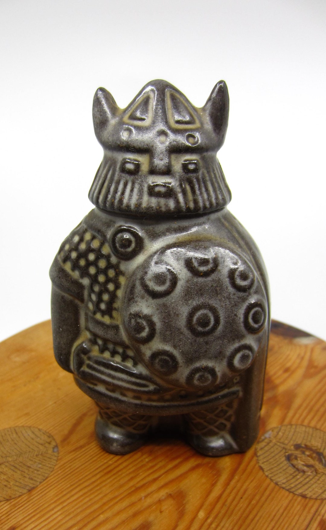 Vintage Swedish Upsala Ekeby Small Ceramic Viking Sculpture Glazed ...