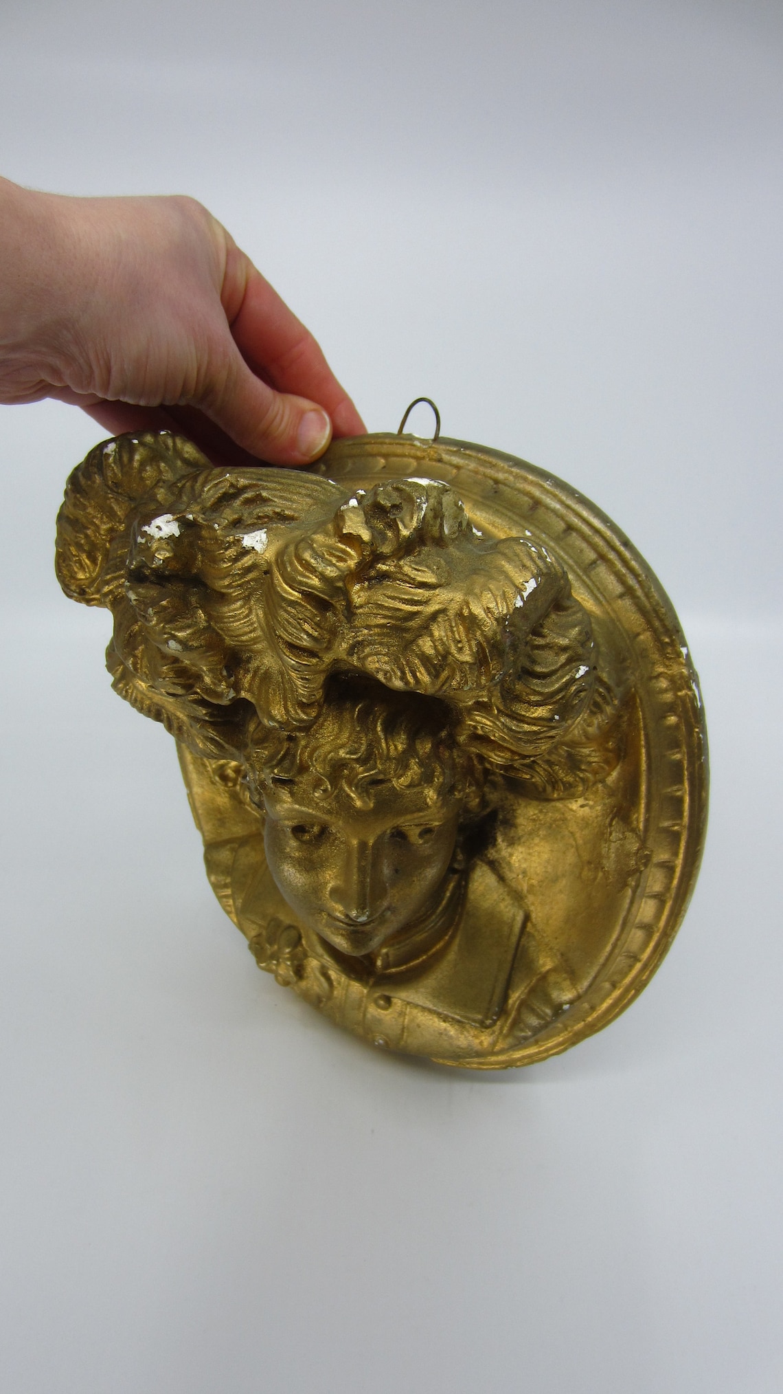 Lovely Vintage / Antique Oval Gilt Plaster Wall Plaque With a - Etsy