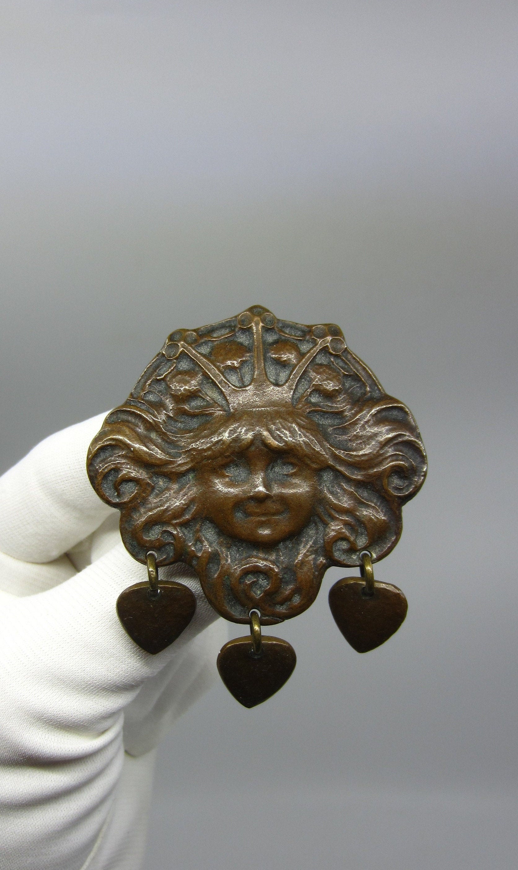 Antique Swedish Large Copper Brooch Little Princess Designer Otto Jahrl ...
