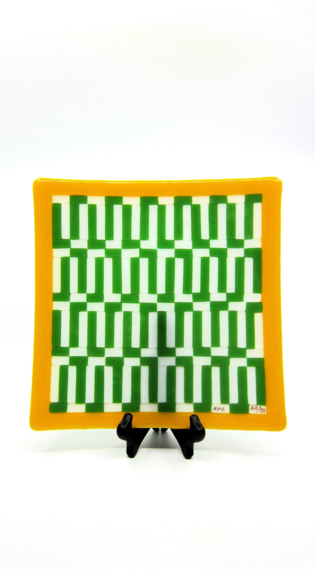 Vintage Swedish Glass Object From 1997 Signed Abstract Patterned Panel ...
