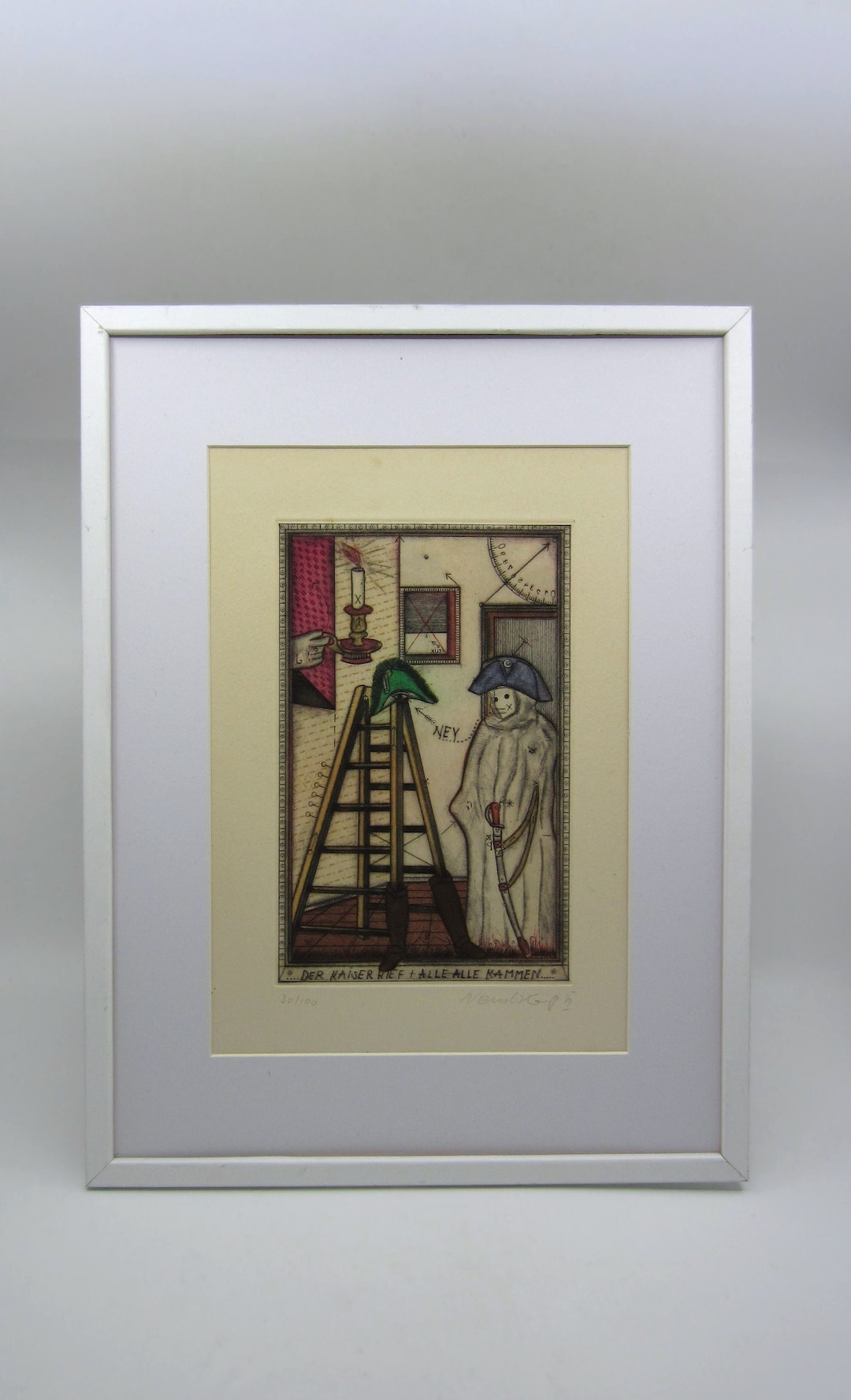 Vintage German Johannes Vennekamp Color Etching Der Kaiser Rief, Und ...