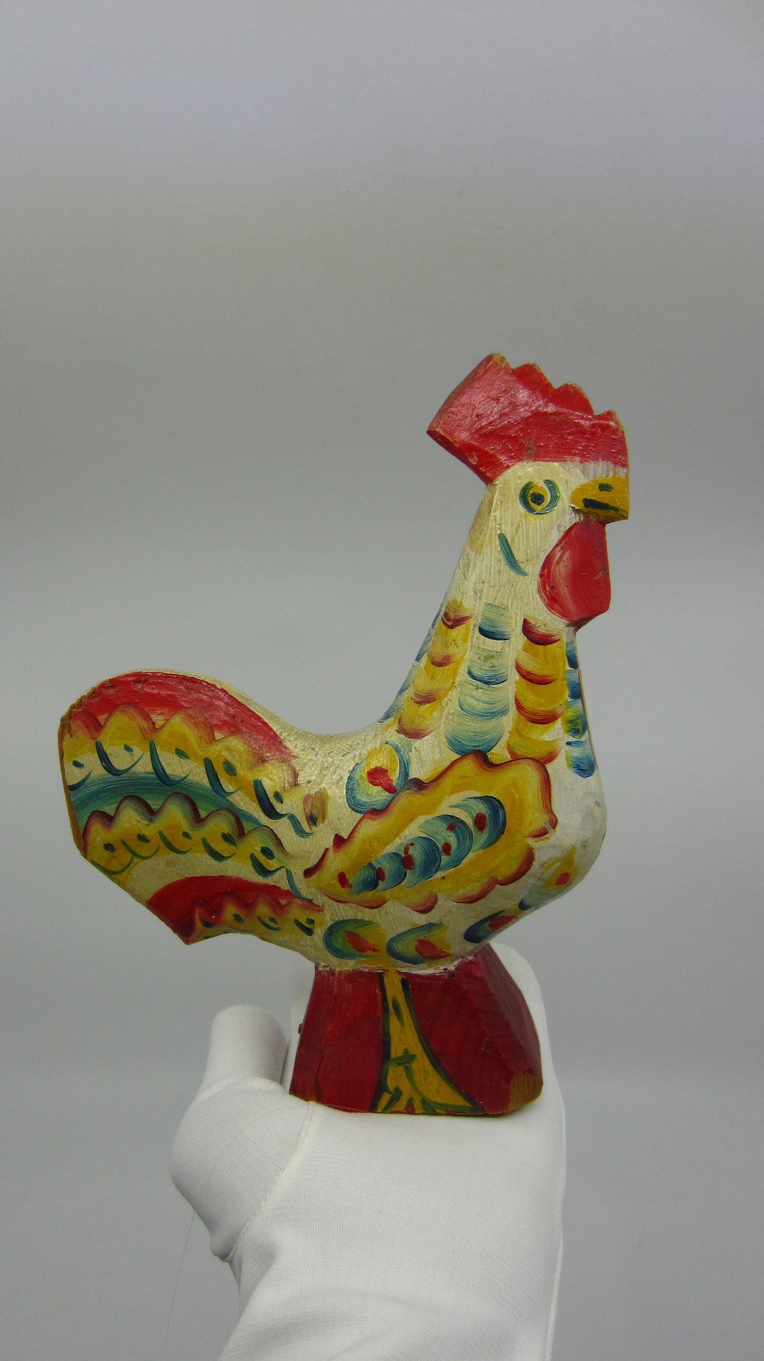 Antique Swedish Wooden Dala Rooster Figure Hand Crafted Traditional ...