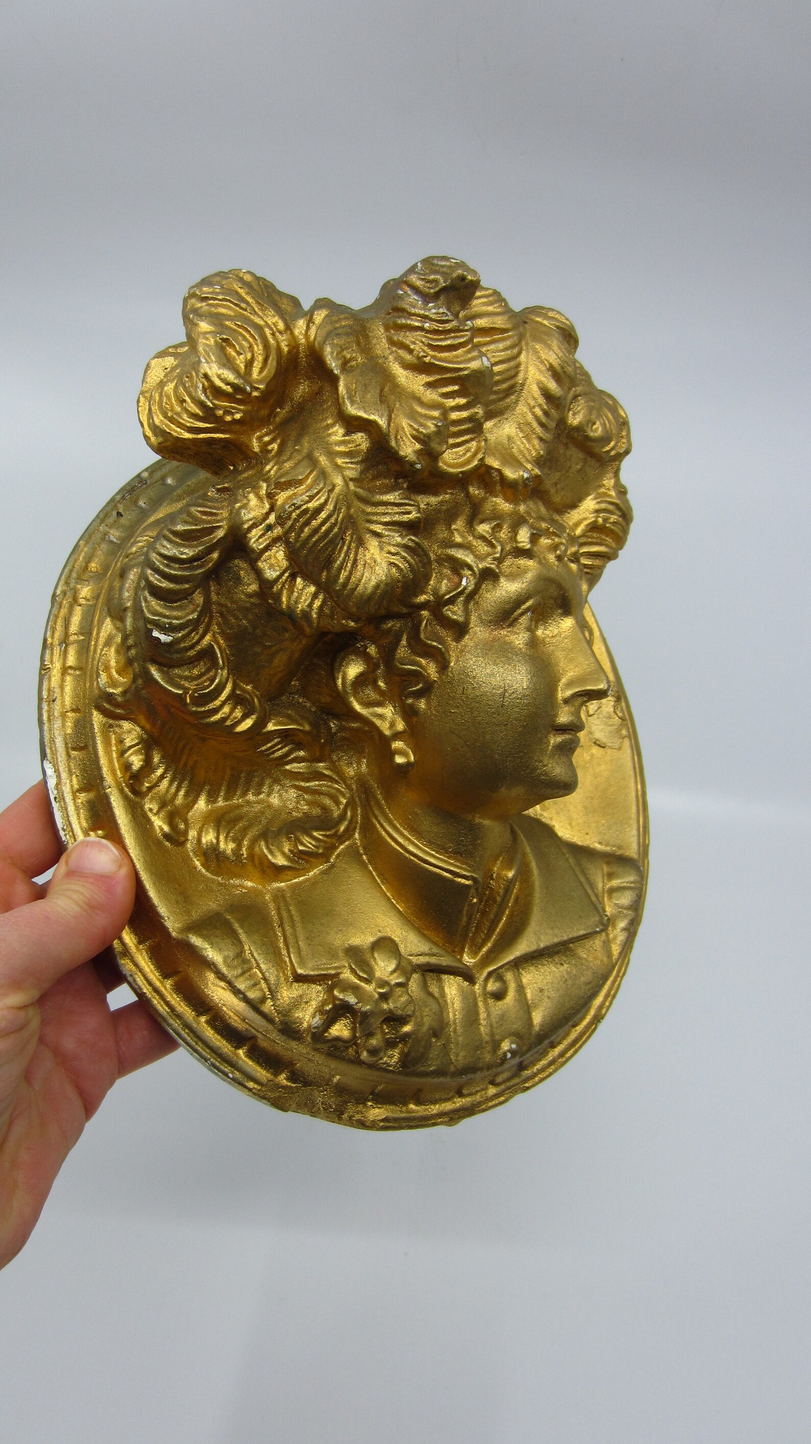 Lovely Vintage / Antique Oval Gilt Plaster Wall Plaque With a - Etsy