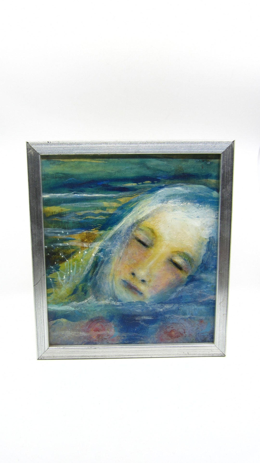 Vintage Swedish Original Painting the Mermaid (sjöjungfrun) Oil on ...