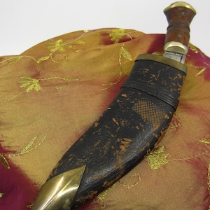 Vintage Nepalese Kukri Dagger in Leather Sheath W/ Two Small Knives ...