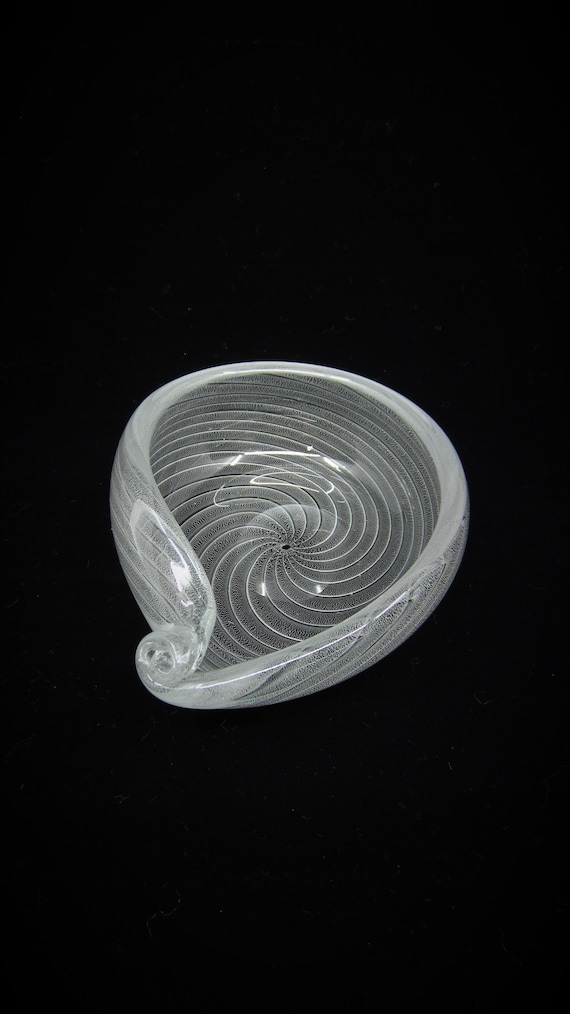 Vintage Murano Glass Seashell Bowl With Silver Flecks and a - Etsy