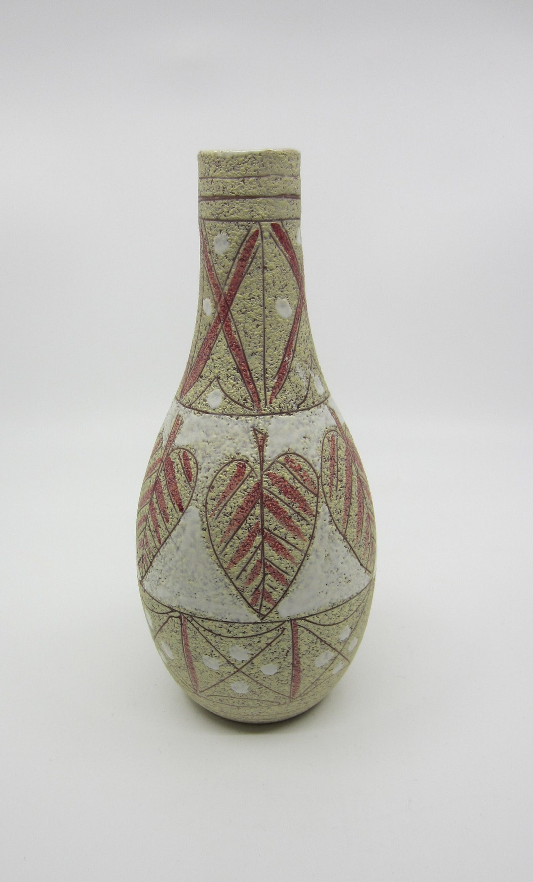 Vintage Italian Fratelli Fanciullacci Glazed Ceramic Vase Leaf Decor ...