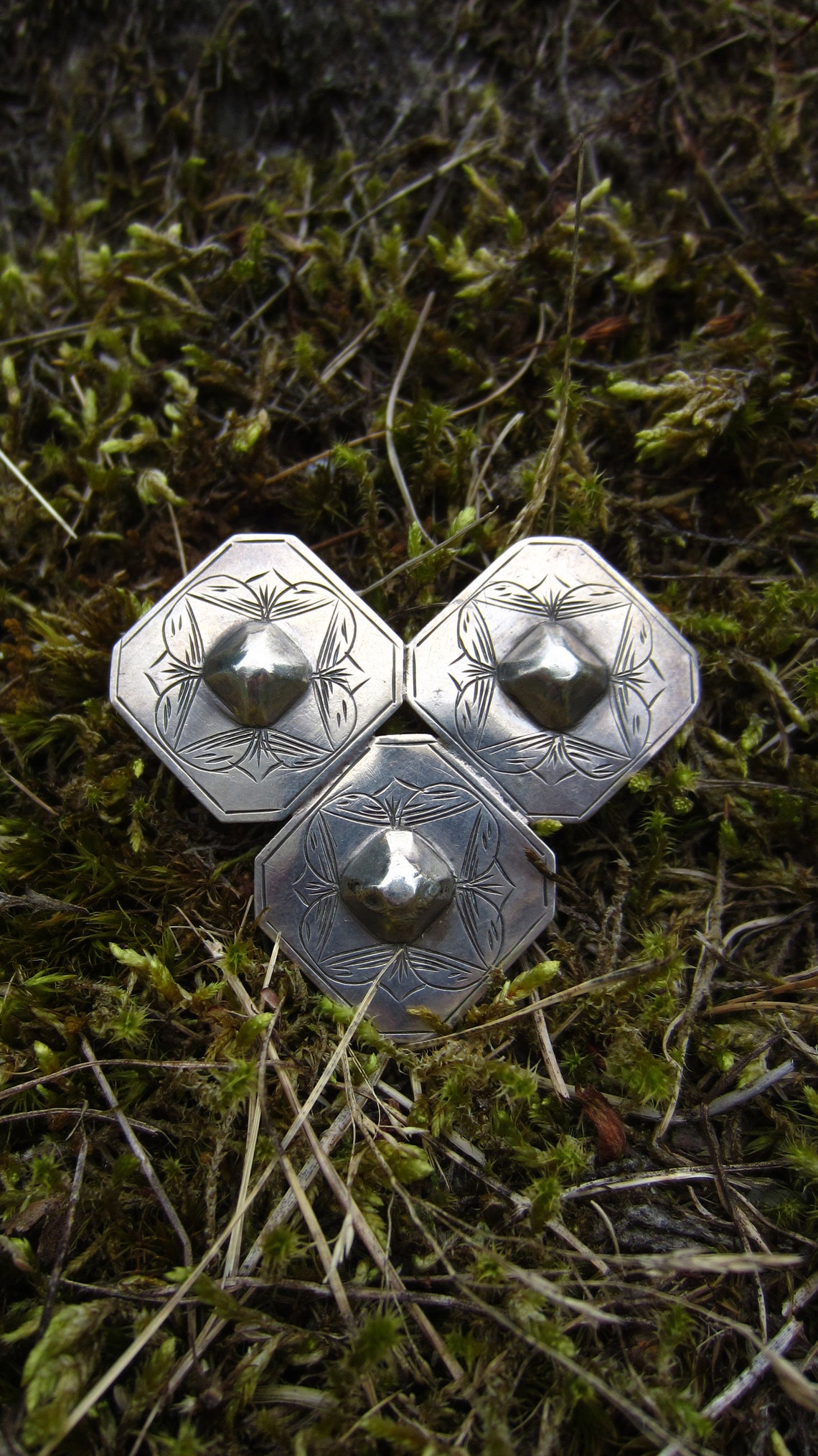 Antique Swedish Silver Folk Costume Brooch Made of Three Buttons Maker ...