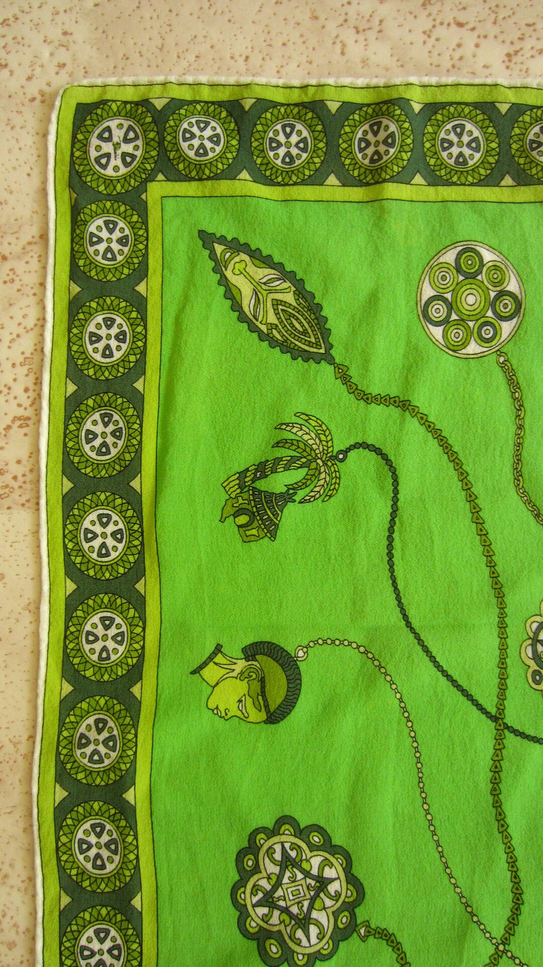 RARE Vintage Italian Emilio Pucci Lime Green Silk Scarf African ...