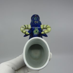 Vintage Chinese (?) Dark Blue Porcelain Rhyton / Buffalo Shaped Cup ...