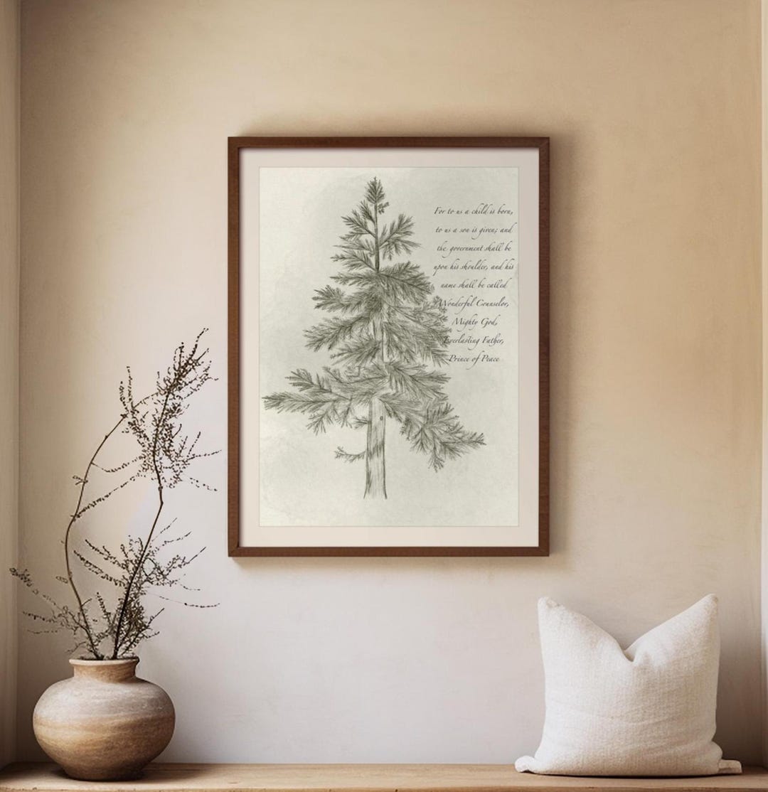 Christmas Tree Art With Scripture | Prince of Peace | Hand Sketched ...