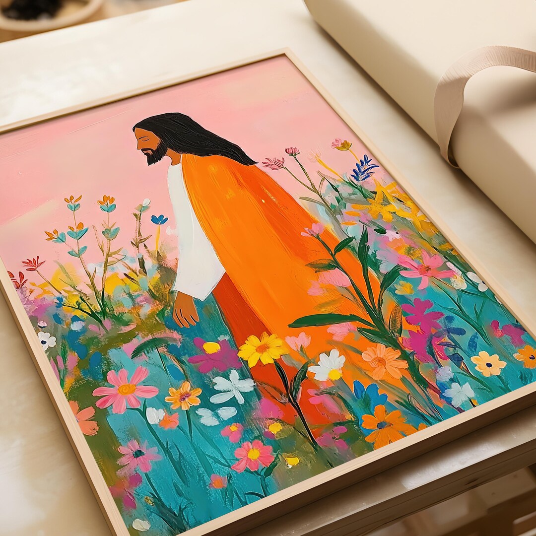 Jesus Wall Art Framed Print Bible Verse Watercolor Painting Modern ...