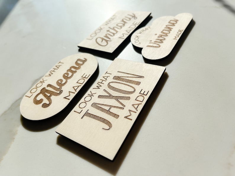 Wooden Artwork Magnet, Kids Magnet, Kids Engraved Magnet, Personalized ...