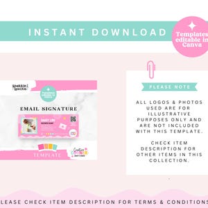 Bright Pink Email Signature Template: Editable Canva Design (digital ...