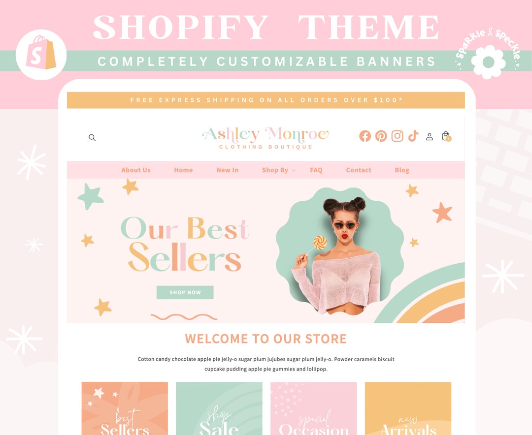 Boutique Shopify Theme, Website Design Template, Colorful Shopify ...