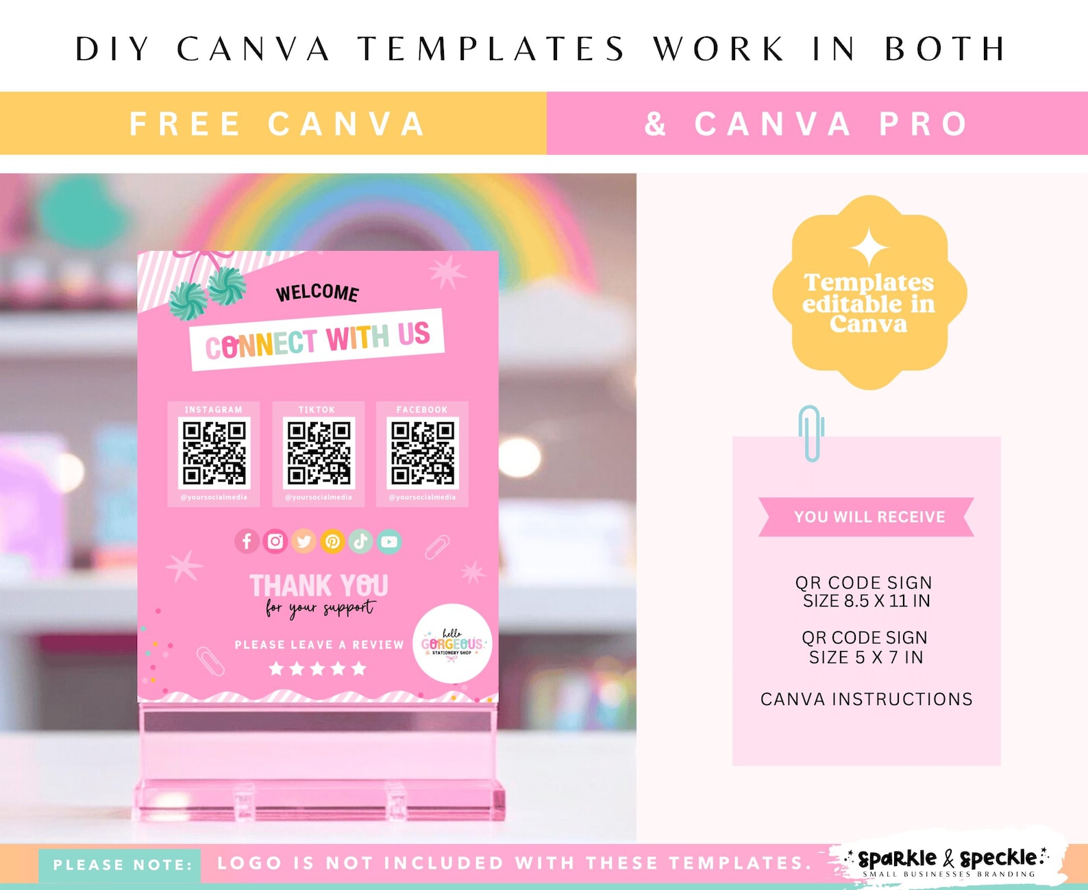 Editable QR Code Sign Template: Canva Pink Social Media Display ...
