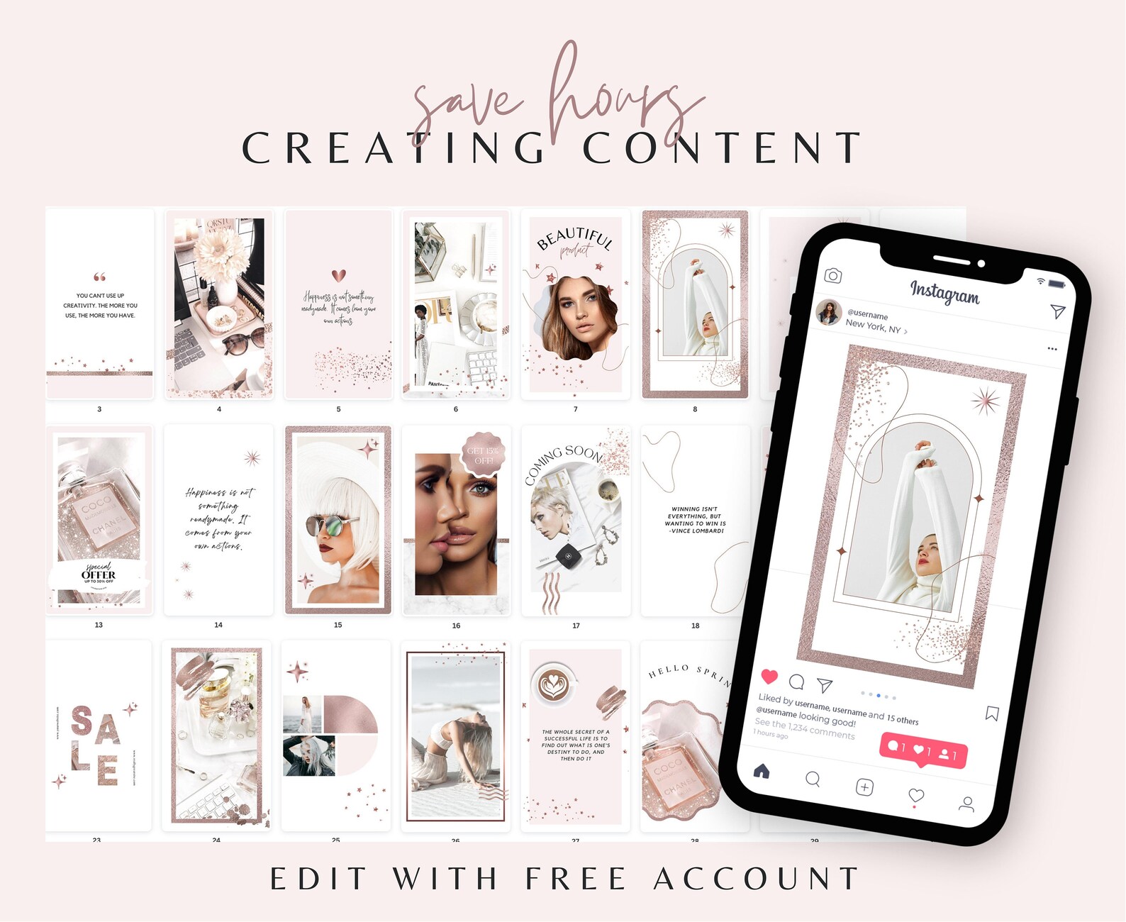 Rose Gold Instagram Stories, Canva Esthetician Instagram Stories ...
