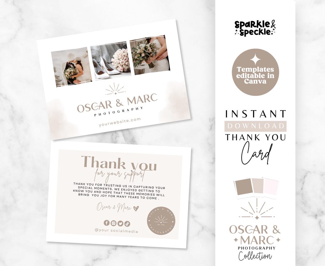Neutral Thank You Card Template: Editable Canva Design for Small ...