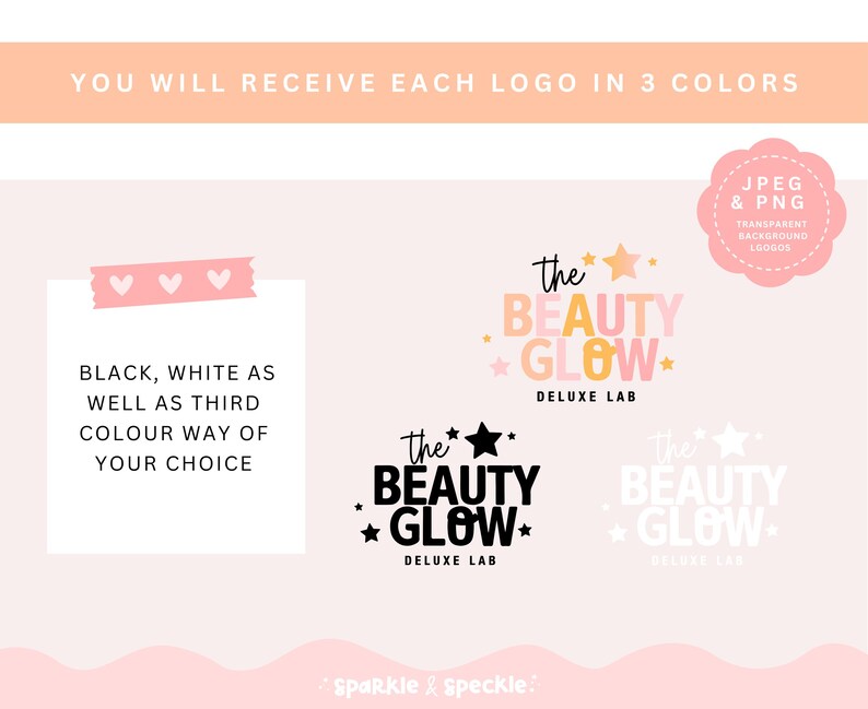 Peach Boutique Logo, Star Pastel Logo Set Design, Logo Bundle for Small ...