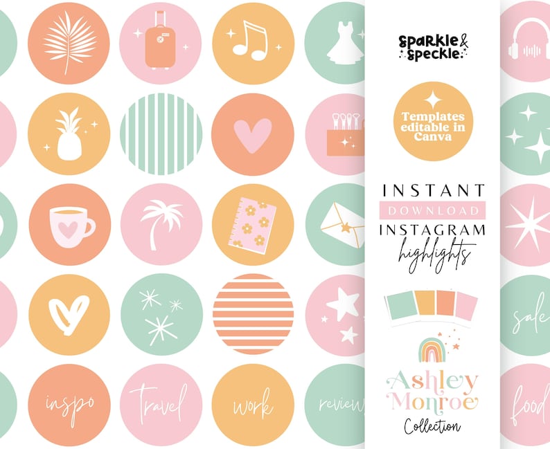 Rainbow Instagram Highlight Covers | Canva Story Icons for Small ...