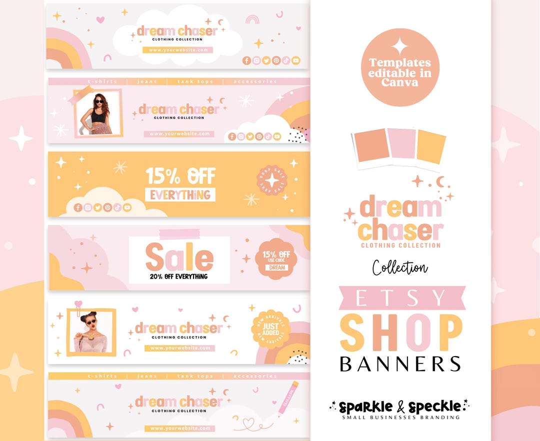 Etsy Shop Banners: Playful Canva Banner Templates for Etsy Sellers ...