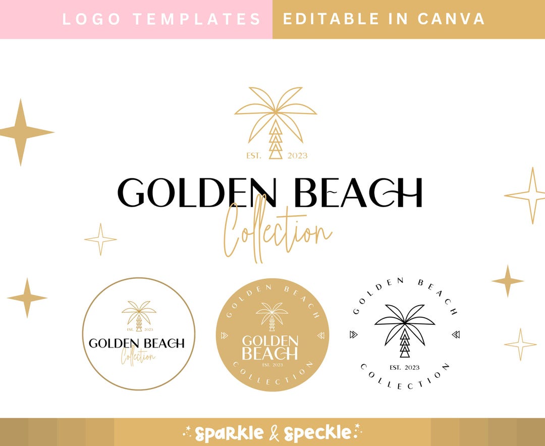 Boho Tropical Logo Design, DIY Palm Logo Editable in Canva, Elegant ...