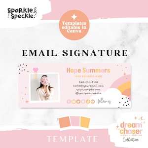 Pink Orange Email Signature Template, Editable Gmail Email, Boutique ...