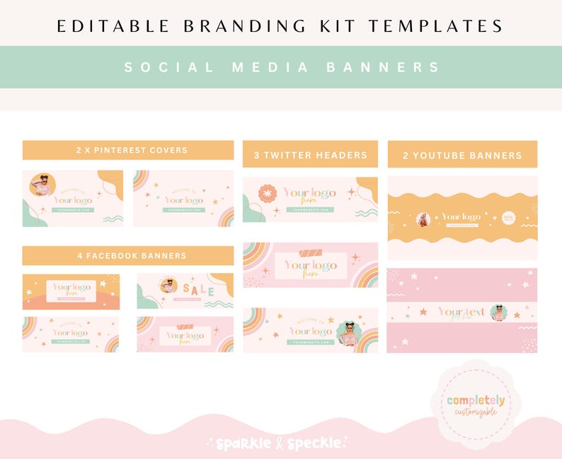 Rainbow Brand Kit Canva Templates | Complete Visual Identity for Small ...