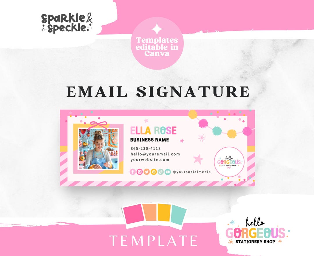 Editable Email Signature Template: Rainbow Canva Design (digital ...