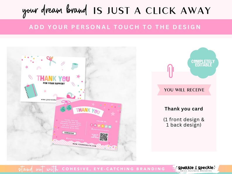 Stationery Thank You Card Template: Order Insert Editable in Canva ...
