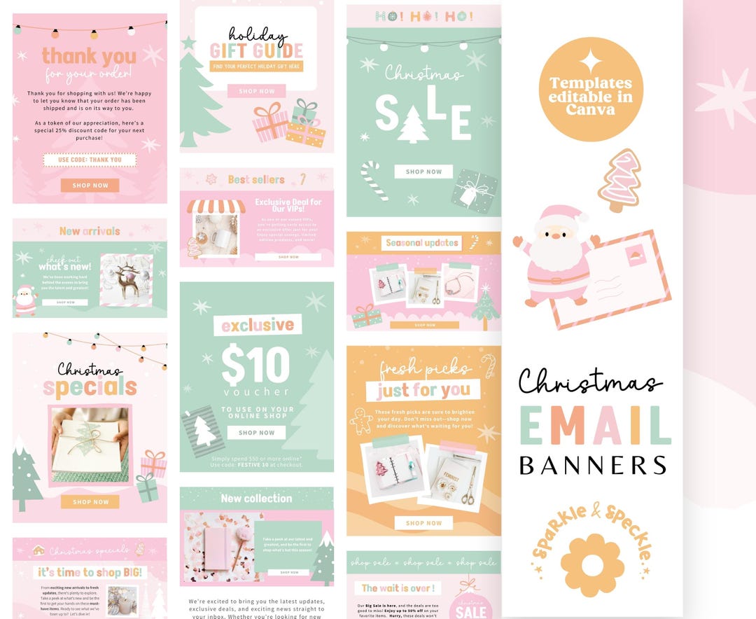 Christmas Email Newsletter Templates: Editable Canva Holiday Marketing ...