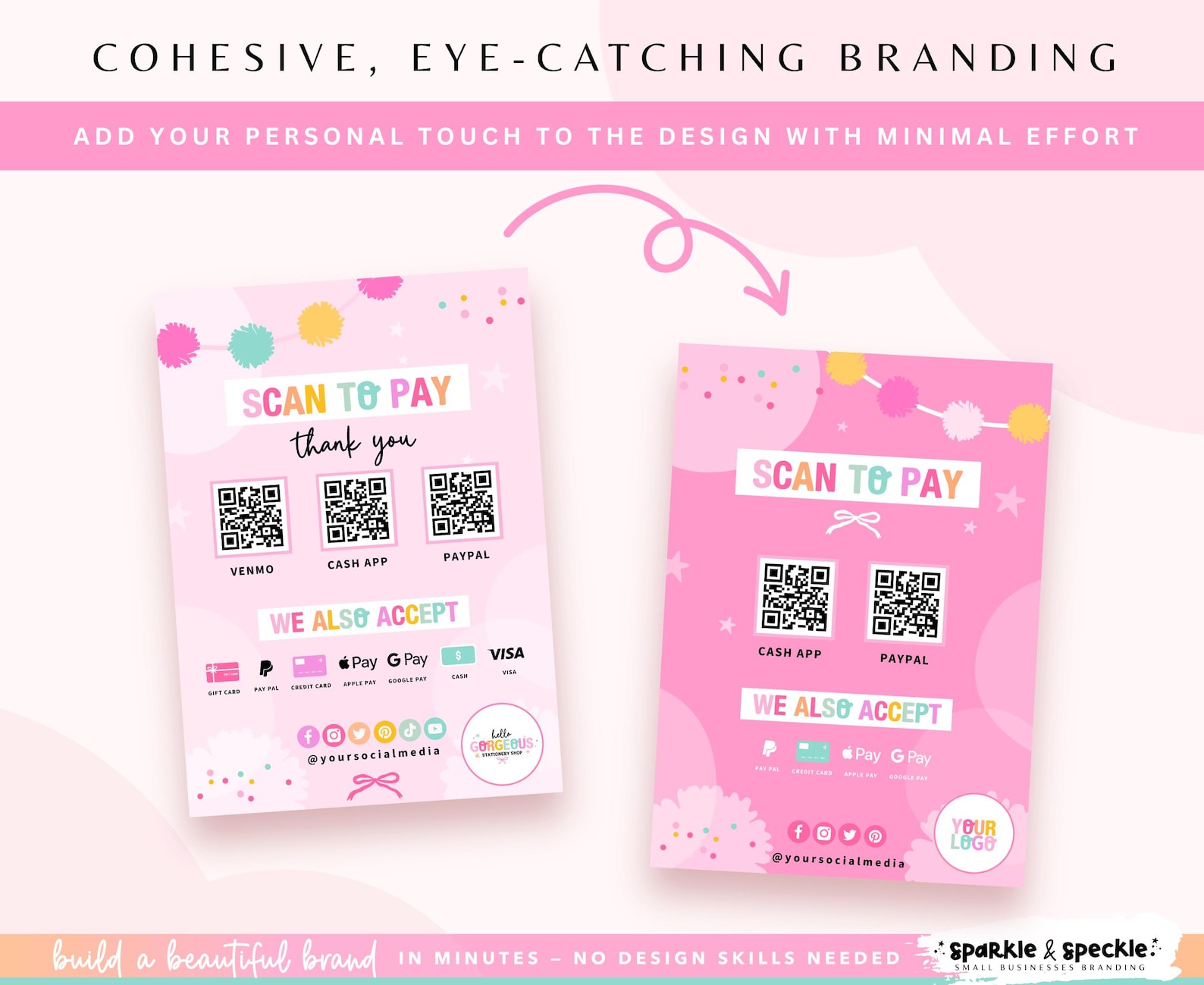 Craft QR Code Payment Sign Canva Template: Colorful Market Vendor ...