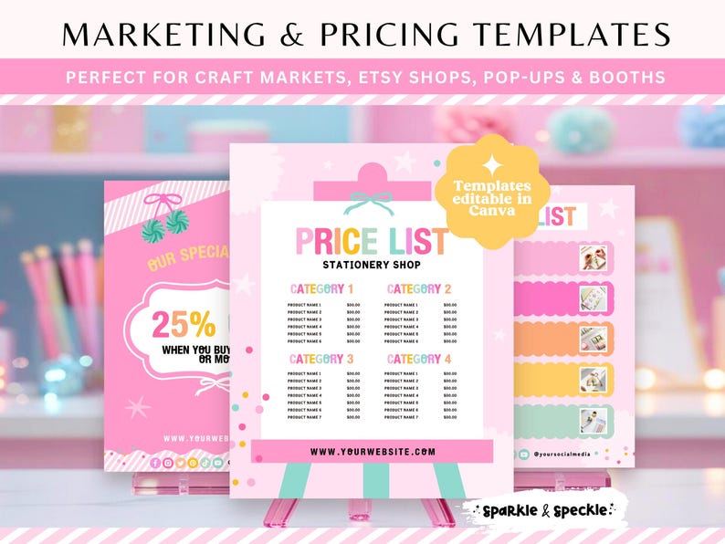 Price List Template for Gift Shops and Creative Businesses | Colorful ...