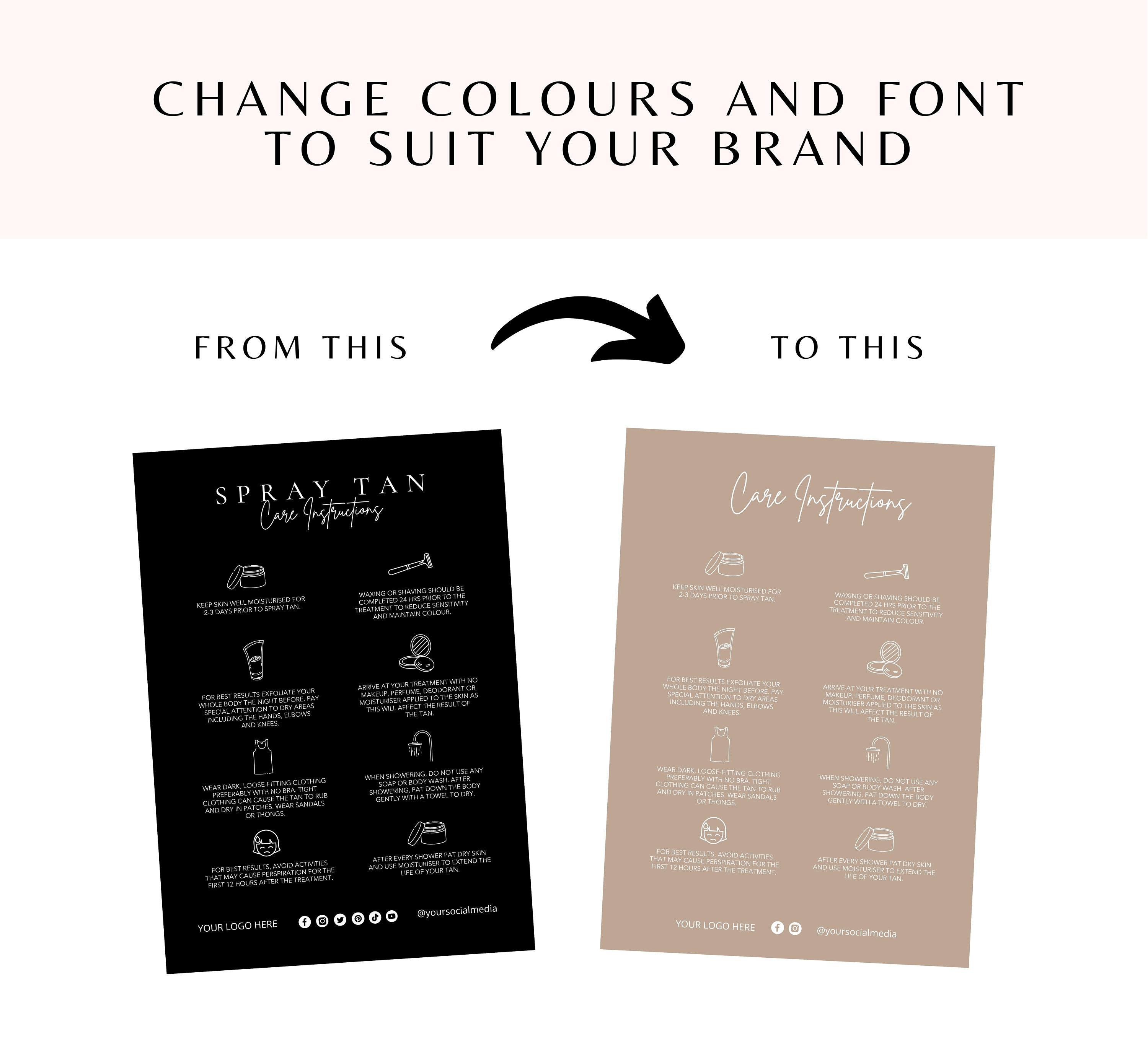 Spray Tan After Care Card Tanning Aftercare Spray Tan - Etsy