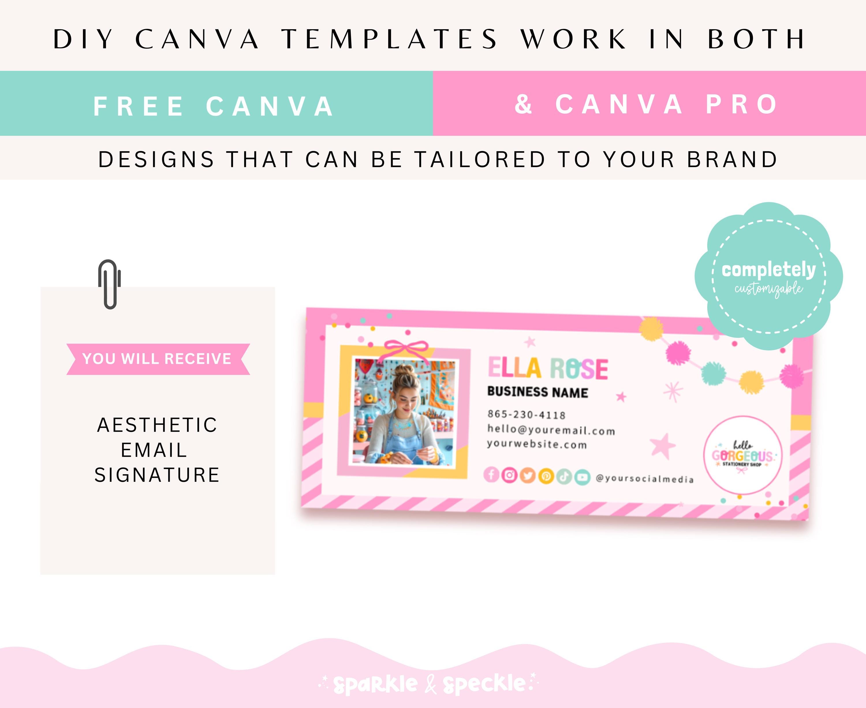 Editable Email Signature Template, Vibrant Pastel Canva Footer for ...