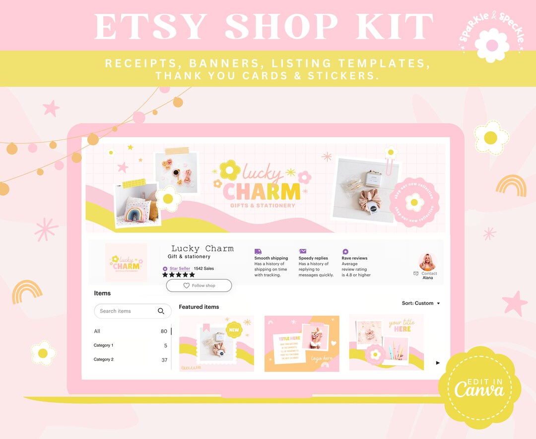 Rainbow Etsy Shop Banner Kit, Colorful Banner Templates, Etsy ...